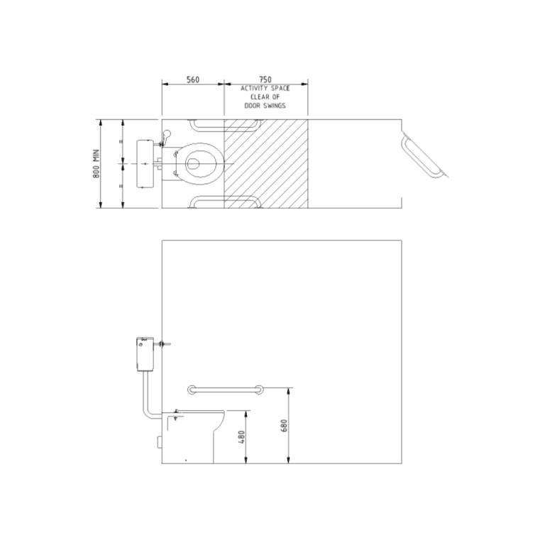 Nymas Ambulant Doc M pack (back-to-wall - Stainless Steel) - Washroom ...